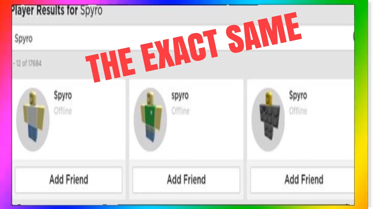 ROBLOX ACCOUNTS WITH THE SAME USERNAME - YouTube