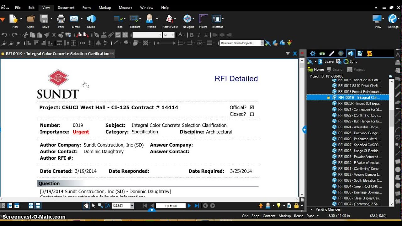 Sundt Bluebeam Email Template Function - YouTube