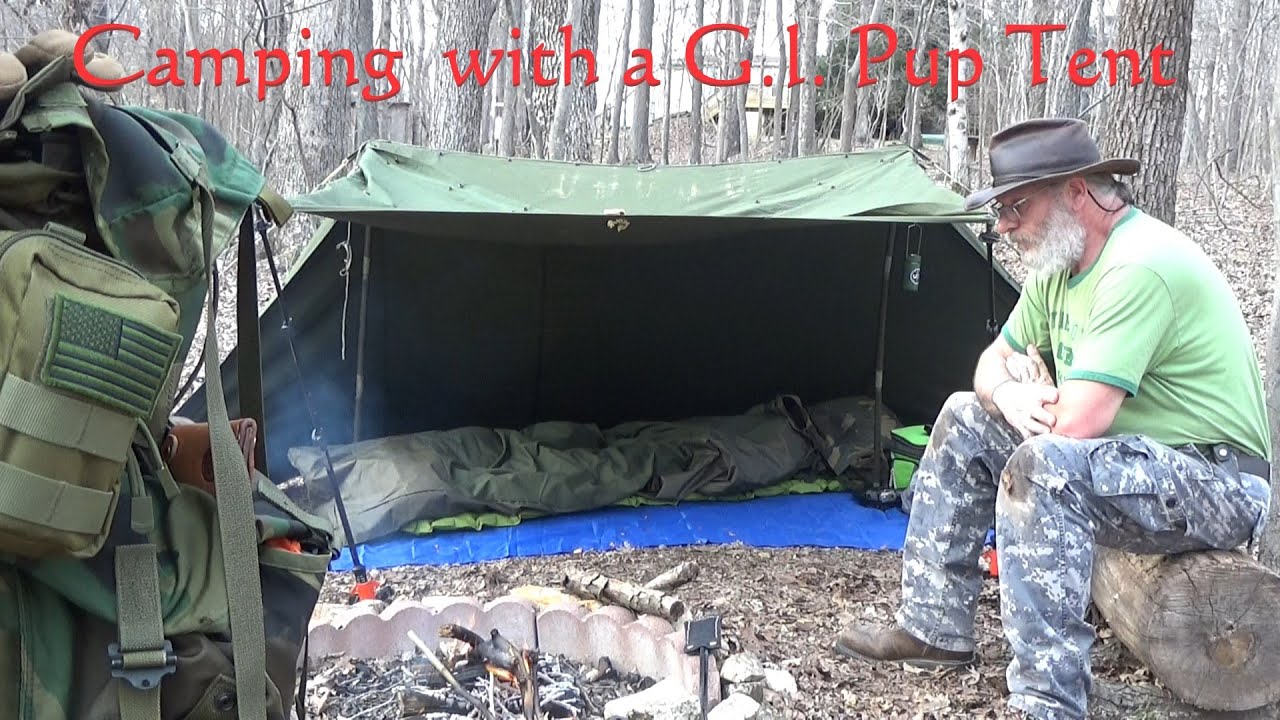 Overnight in a GI Pup Tent - YouTube