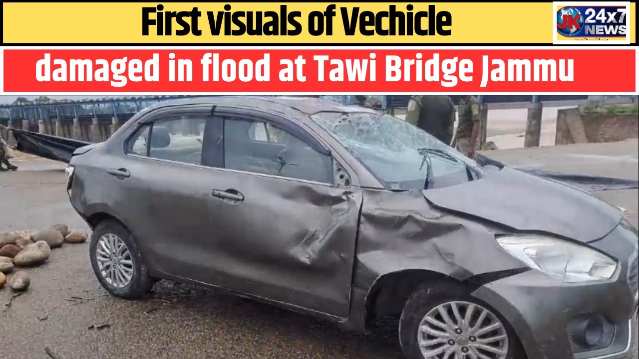 #breaking First visuals of Vechicle, damaged in flood at Tawi Bridge ...