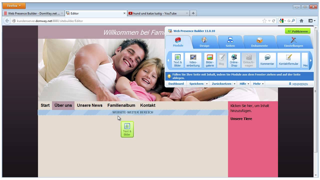 Domway.net Web Presence Builder - Wie ich einen Text einfüge (Deutsch ...