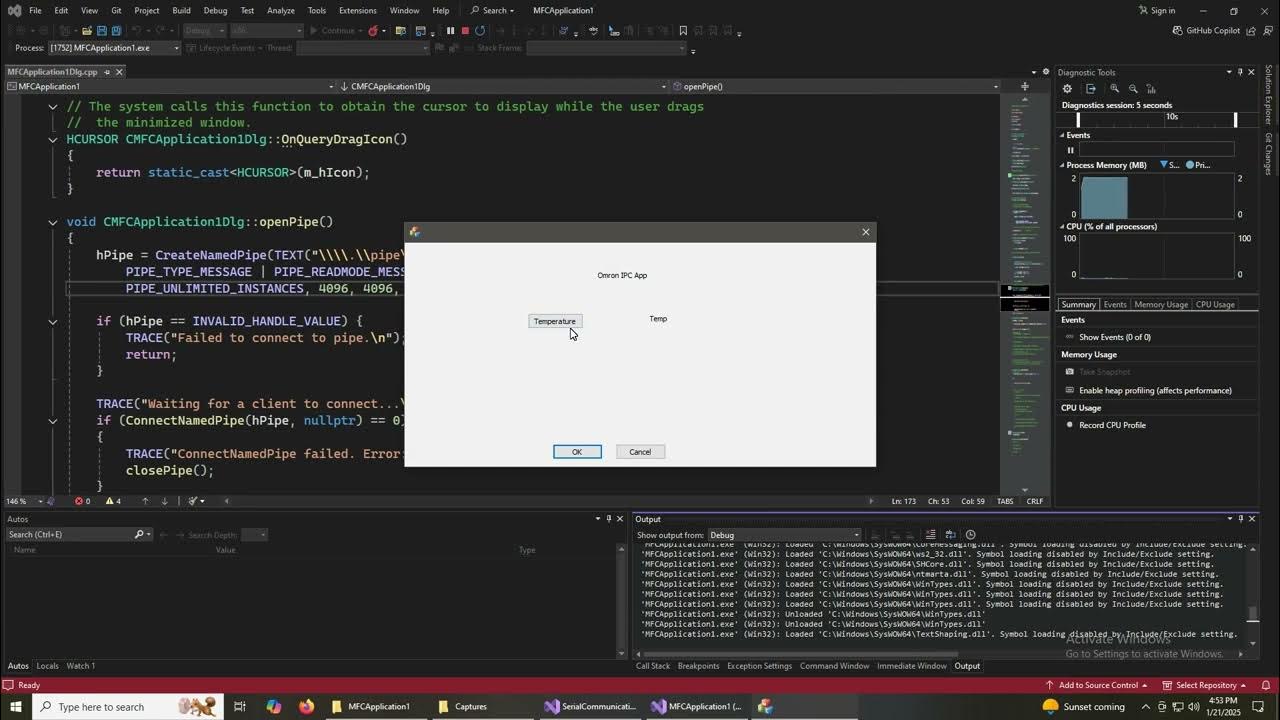 IPC between C#(WPF) and C++(MFC) using NamedPipe - YouTube