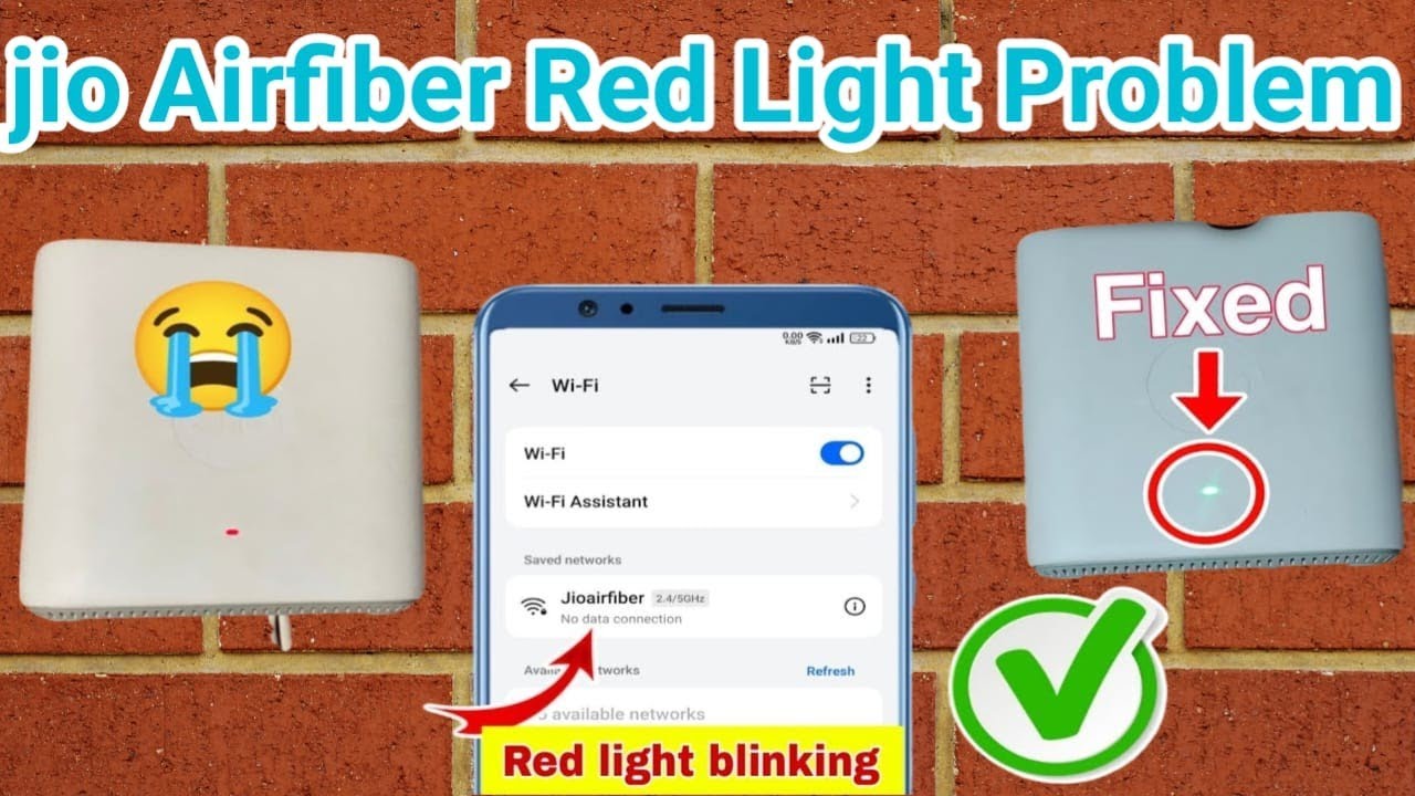 jio airfiber no internet connection problem# // jio airfiber red light ...