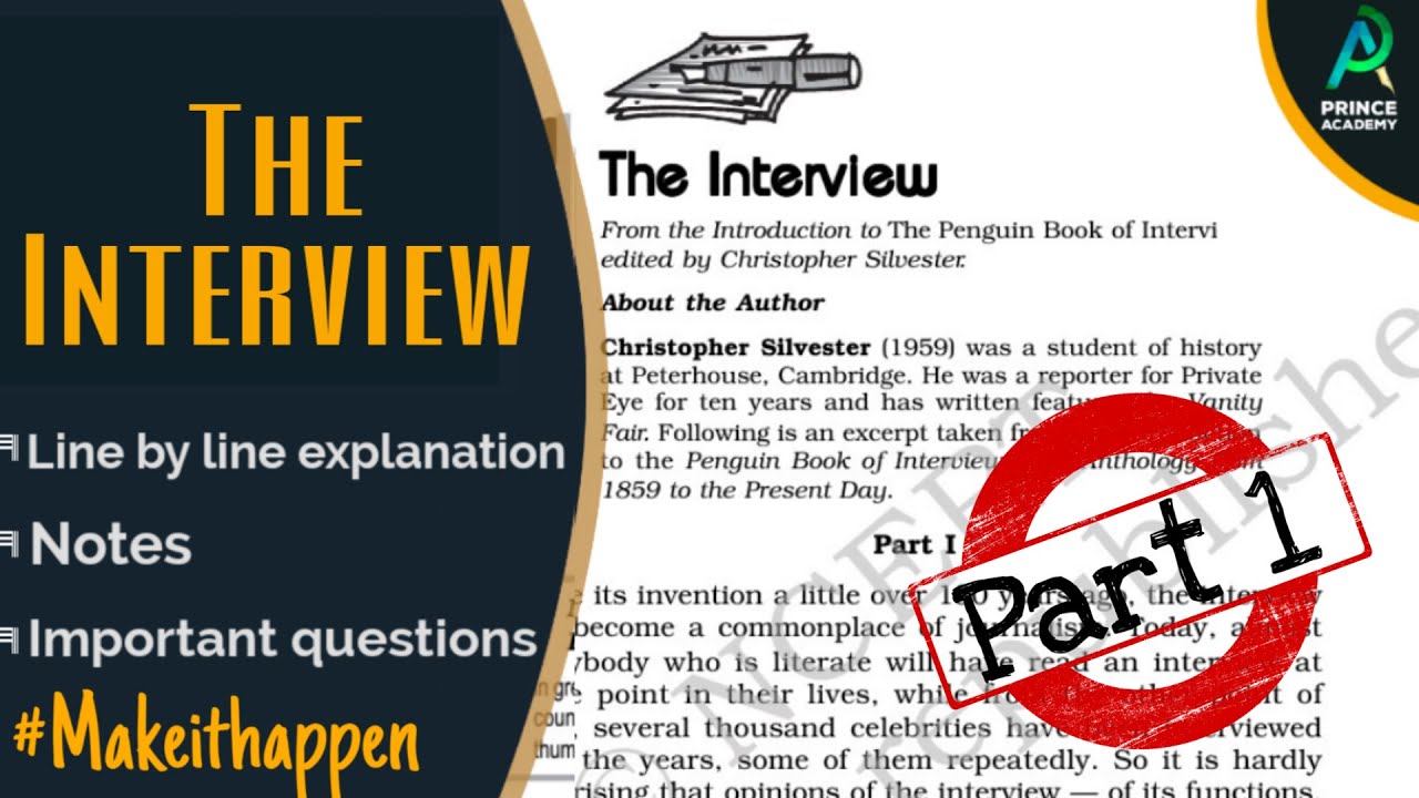 The Interview Class 12 (Line By Line), Part - 1 | CBSE Flamingo ...