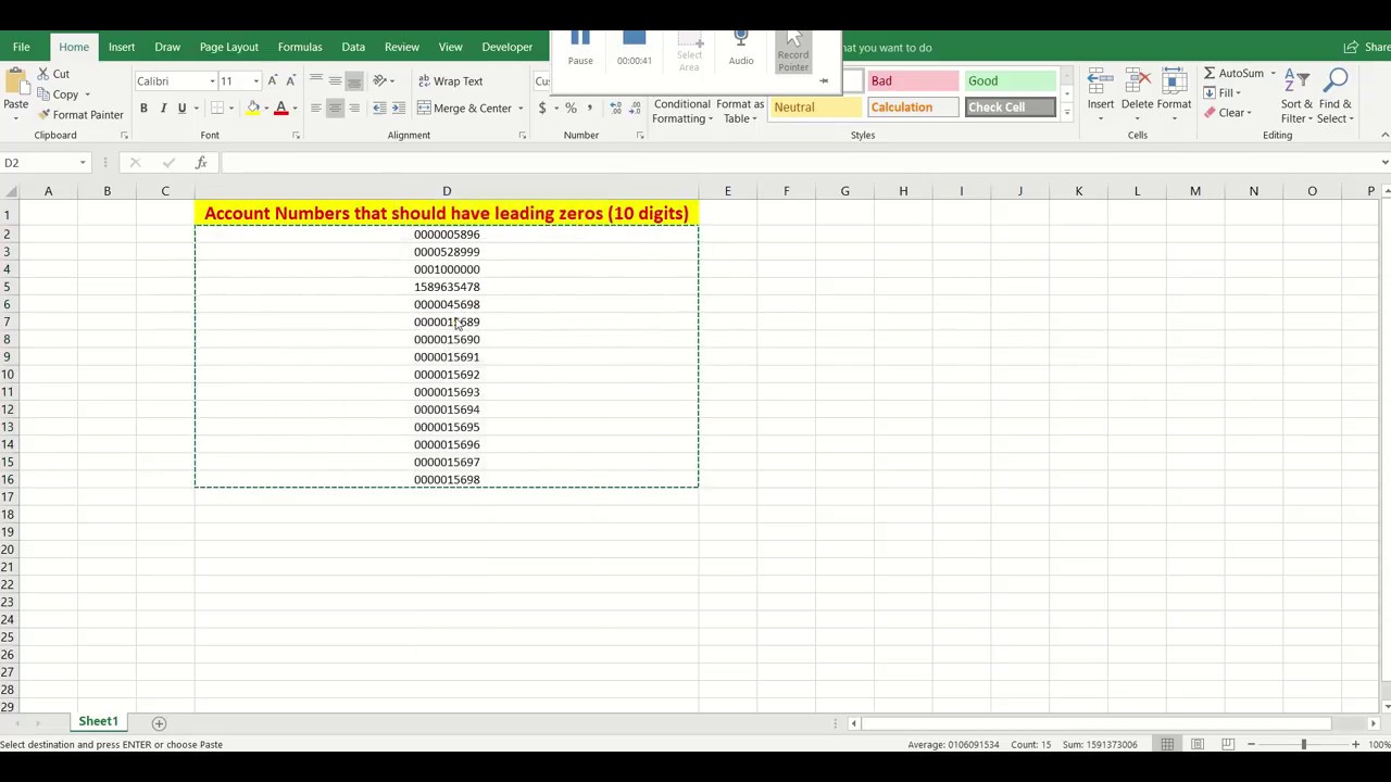 Excel Adding Leading Zeros To Column YouTube Excel Adding Leading Zeros To Column YouTube