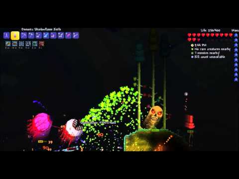 Terraria Throwable Playthrough Shadowflame Knives vs Skeletwins - YouTube