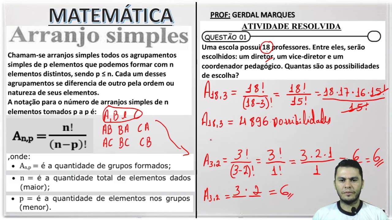 Análise combinatória arranjo simples - YouTube