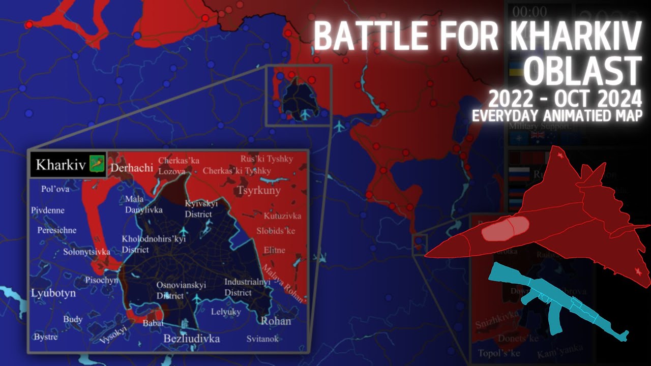 Battle of Kharkiv Oblast (2022 - Oct 2024): Everyday Animated Map - YouTube