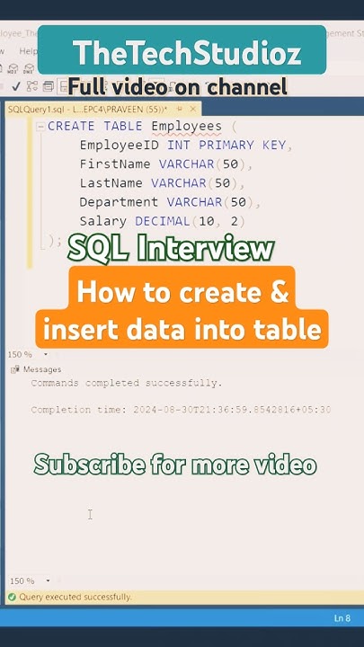 SQL interview question | How to create and insert data into table # ...