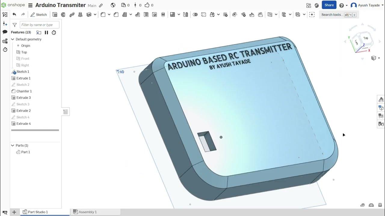 Arduino Transmitter case designed in OnShape. - YouTube