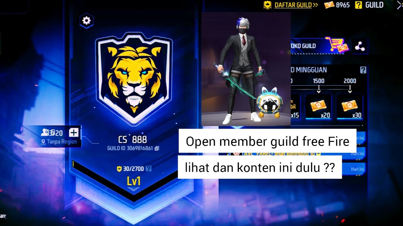 Open member guild free fire level 1 - YouTube