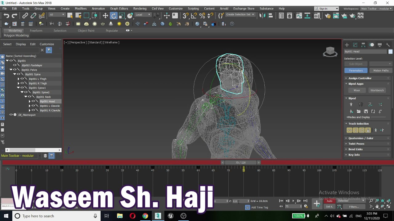 3ds max biped animation(Walk) - YouTube