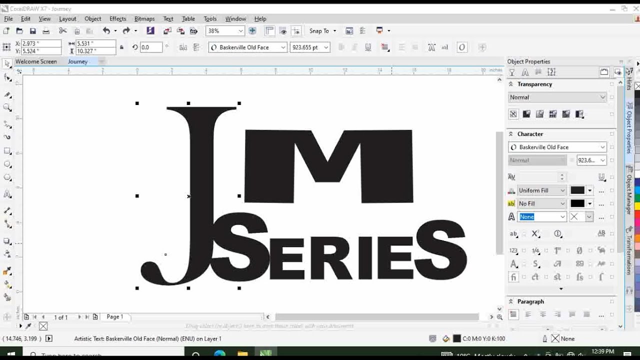 CorelDraw - How to Design a simple JMS logo // part 2 | Drawing ...