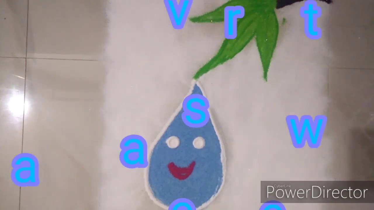 Save water save tree project rangoli,save water save earth. - YouTube