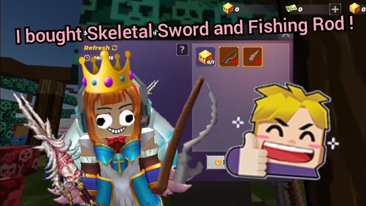 [Blockman Go] Sky Block｜I bought Skeletal Sword and Fishing Rod + craft ...