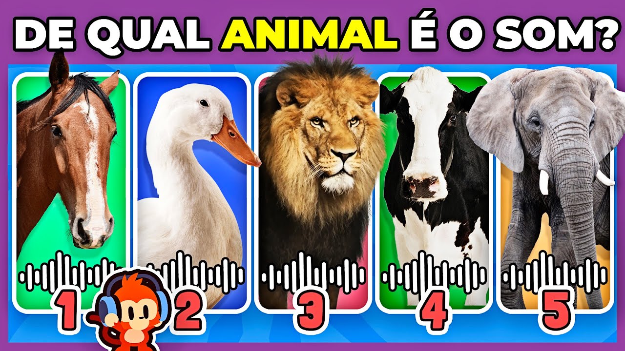 🐵 ADIVINHE O ANIMAL PELO SOM | Você conhece o som que os bichos fazem ...
