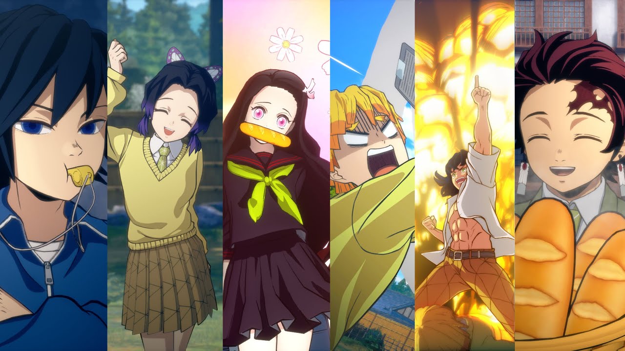 Tanjiro, Giyu, Shinobu, Nezuko, Zenitsu, Inosuke (Kimetsu Gakuen ...