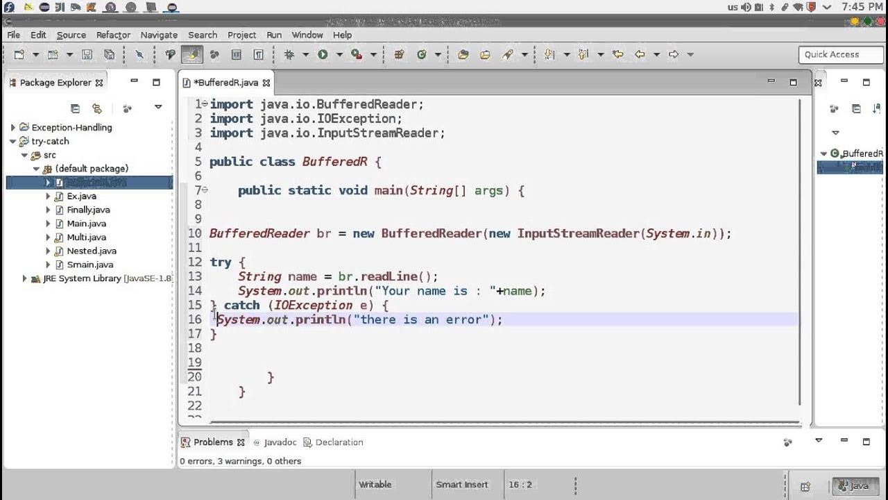 83 Java advanced Exception Handling BufferedReader finally التعامل مع استثناء - YouTube