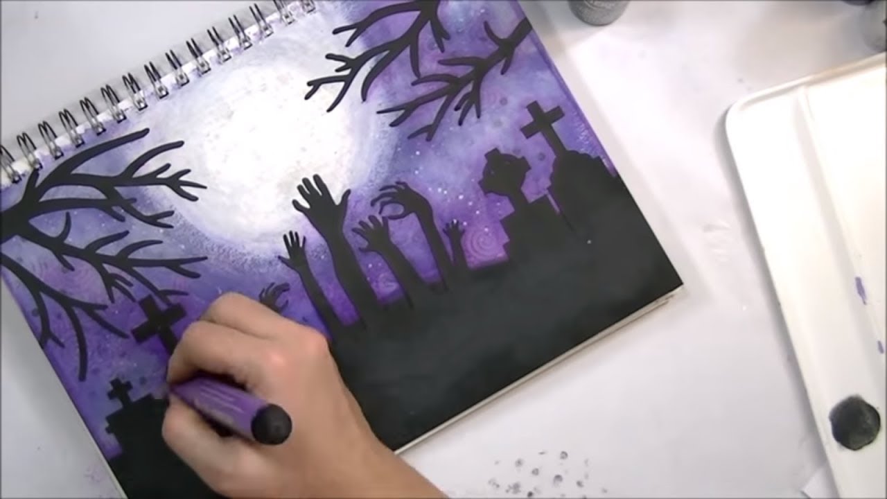 Halloween Art Journal Page - Mixed Media - YouTube