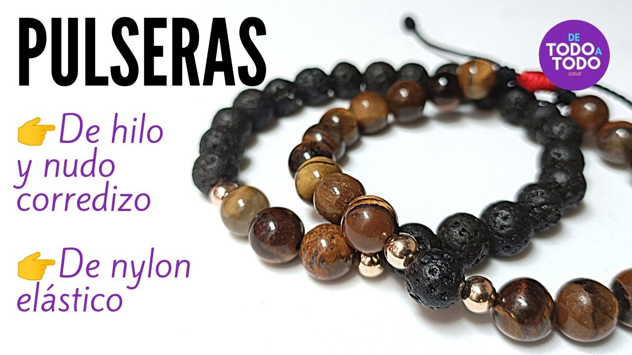 Cómo hacer Pulseras para HOMBRE, con hilo, cuentas y con Nylon elástico ...