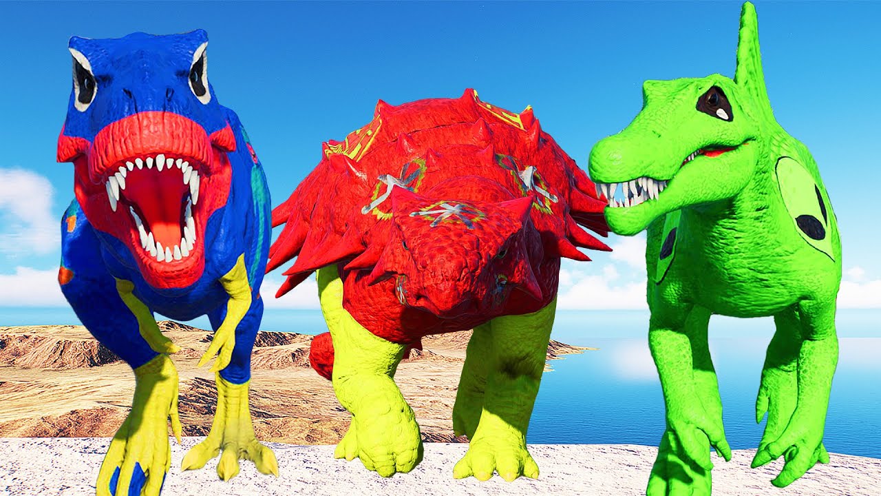 (🦖Jurassic World Evolution 2)Huggy Wuggy T-Rex,Ankylosaurus,Spinosaurus ...