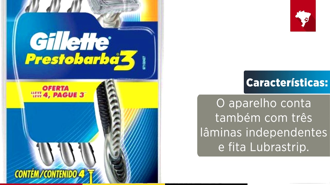 Aparelho Prestobarba 3 Gillette Masculino | Drogaria Minas Brasil - YouTube