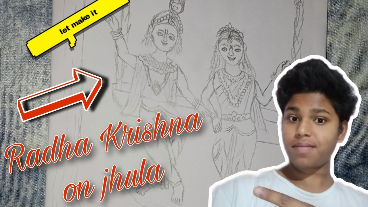 Lord Radha & Krishna drawing easy pencil outline😘 ️🙏Radha & Krishna # ...