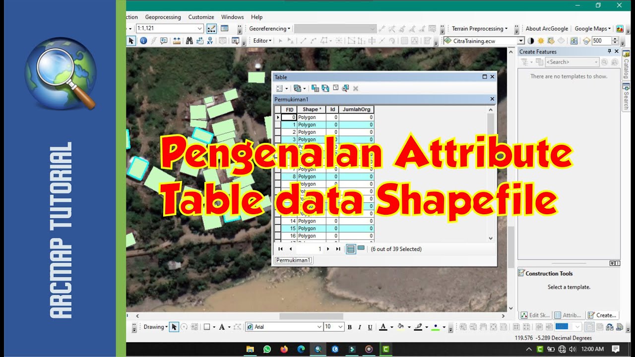 [ArcMap] PENGENALAN ATTRIBUTE TABLE PADA DATA SHP - YouTube