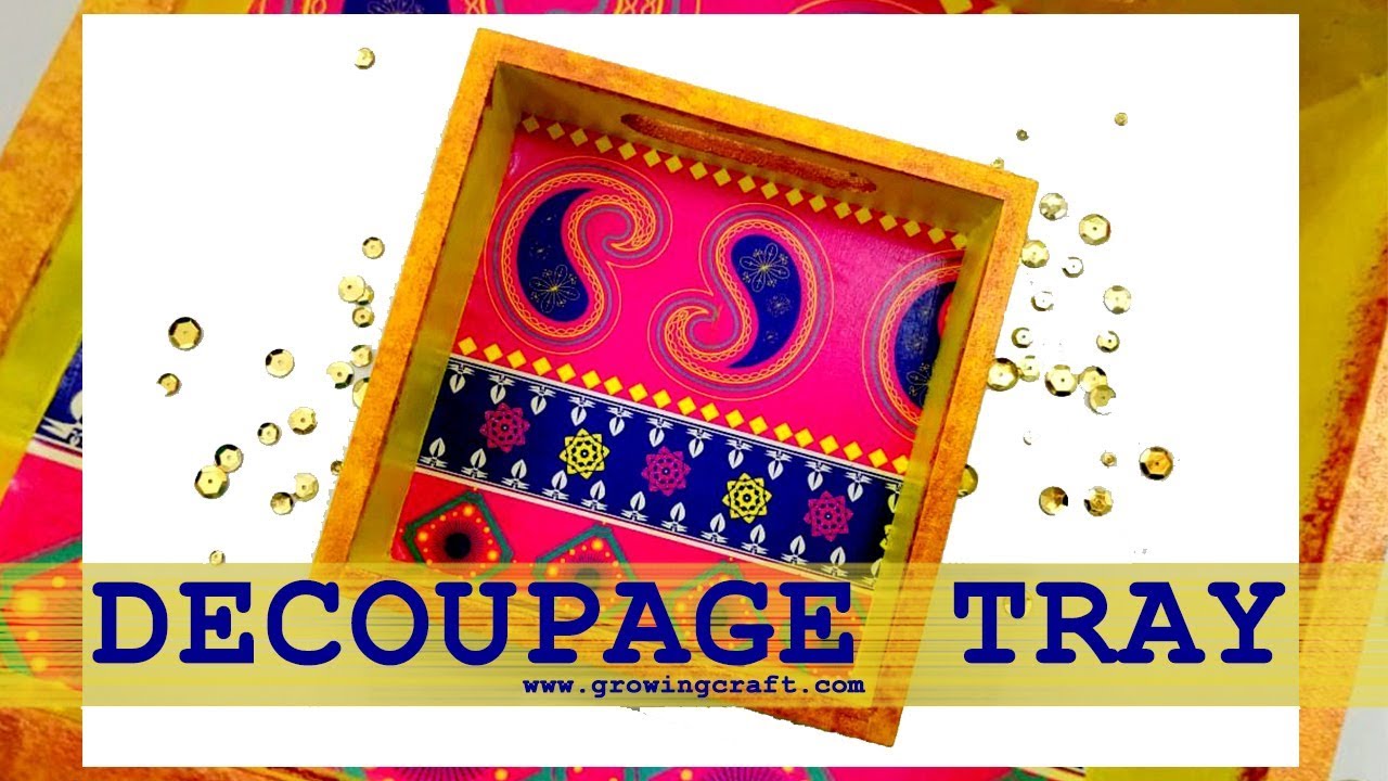 Tray Easy Decoupage Art tutorial DIY I How to use chalk paint - YouTube