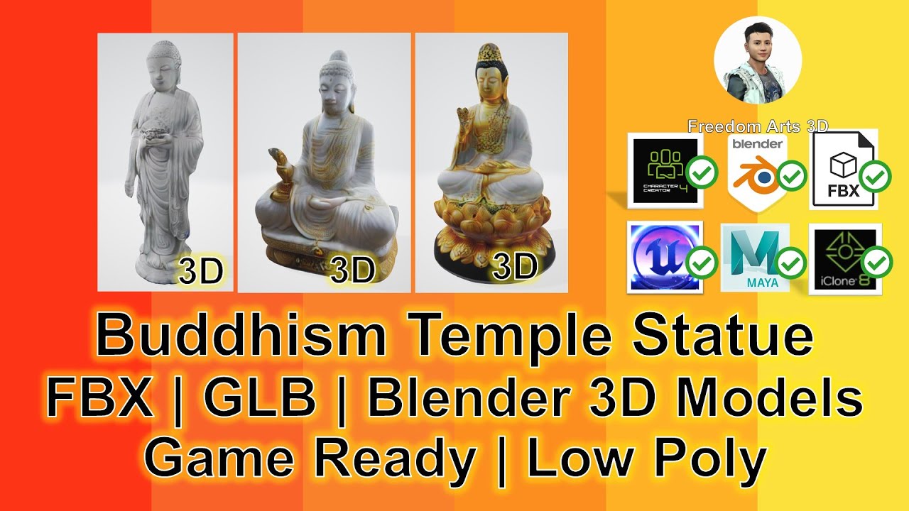 Buddhism Temple Statue 3D Models Collection - FBX | GLB | Blender - YouTube