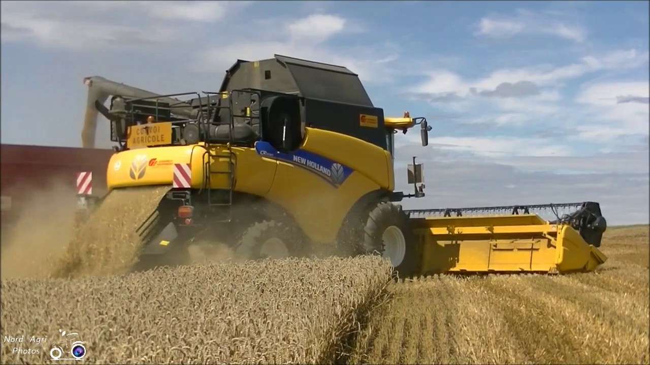 Moisson de blé 2017 (Ardennes). Quatre New holland CR 90.90 & 90.80 ...