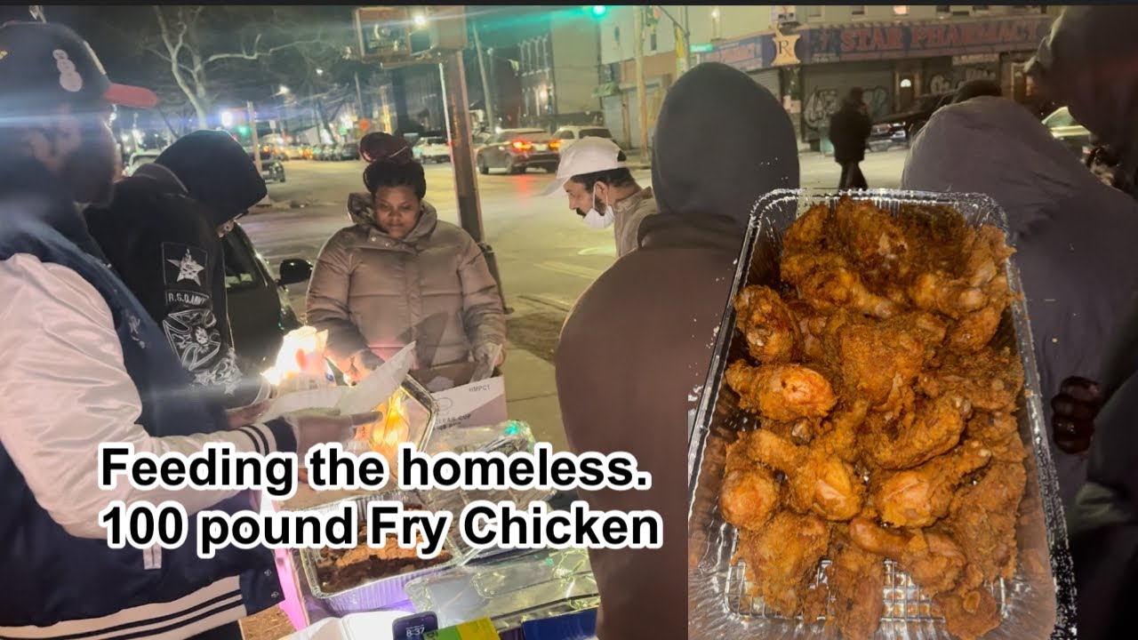 Making A 100 pound of fry chicken and festival for the homeless - YouTube