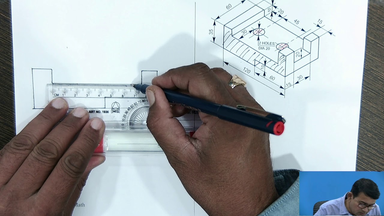 Orthographic Projection of a Simple Object-II - YouTube