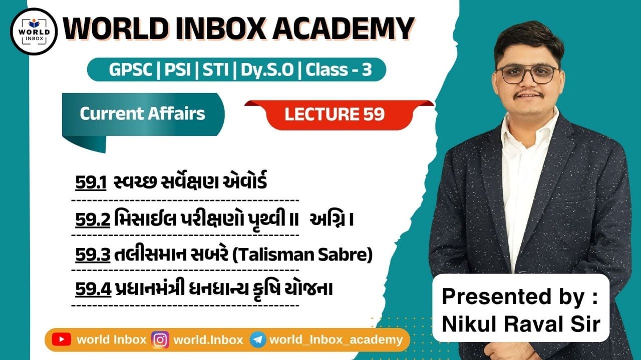 Current Affairs 2025 | Part - 59 Lecture By Nikul Raval Sir | World ...