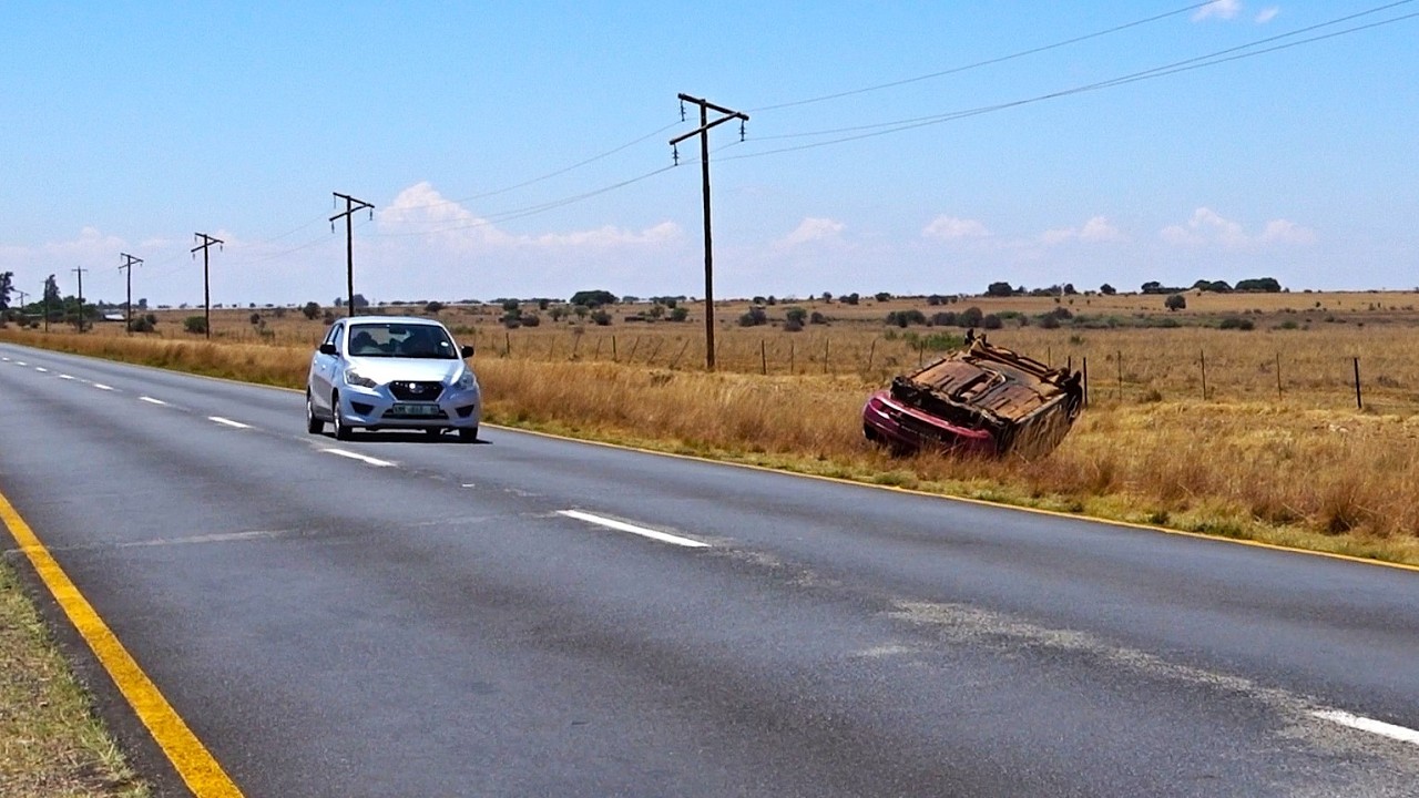 Day 148 - Car On Its Roof Next To Road | N14 Accident & South African ...