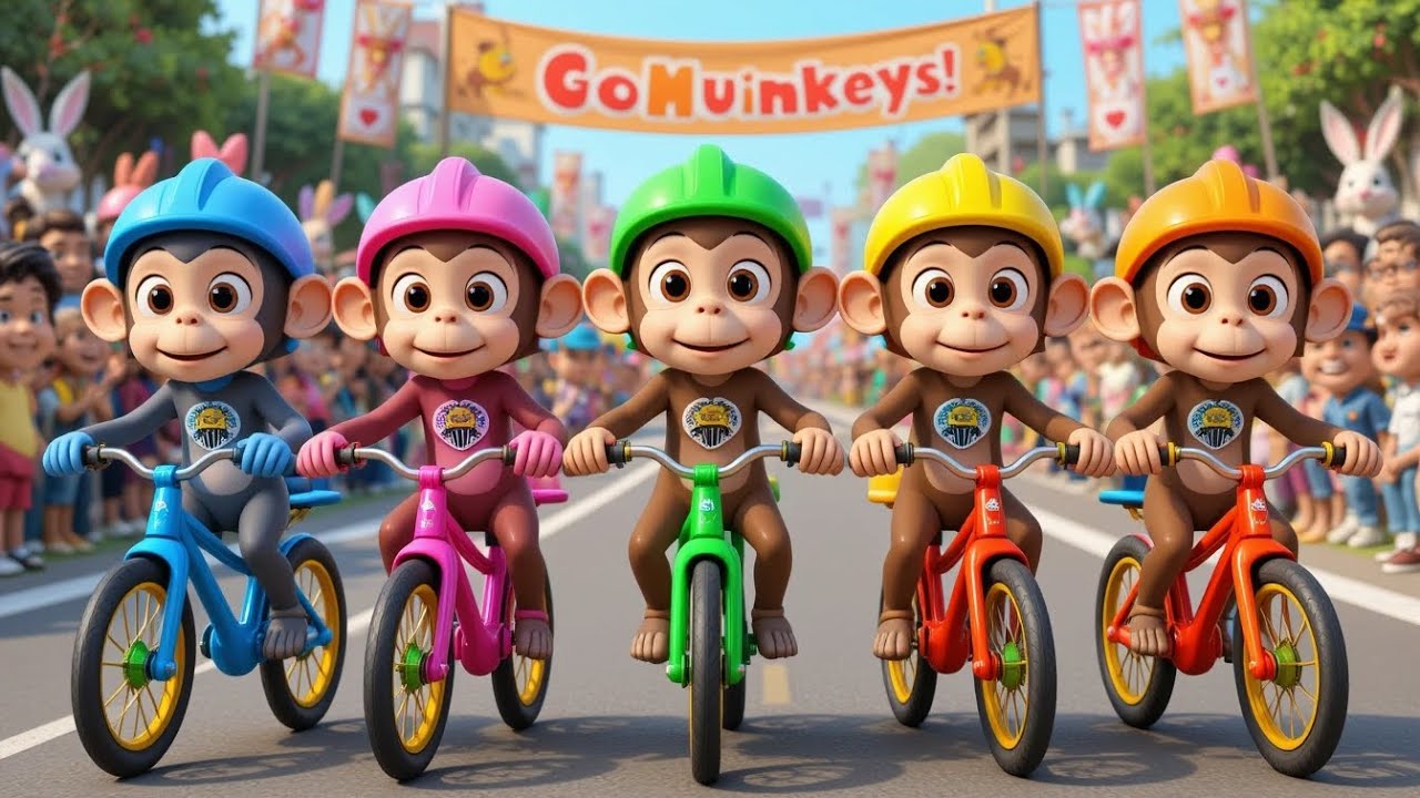 Monkeys Pedal Party: The Great Garden Race Adventure! 🐒#nurseryrhymes # ...