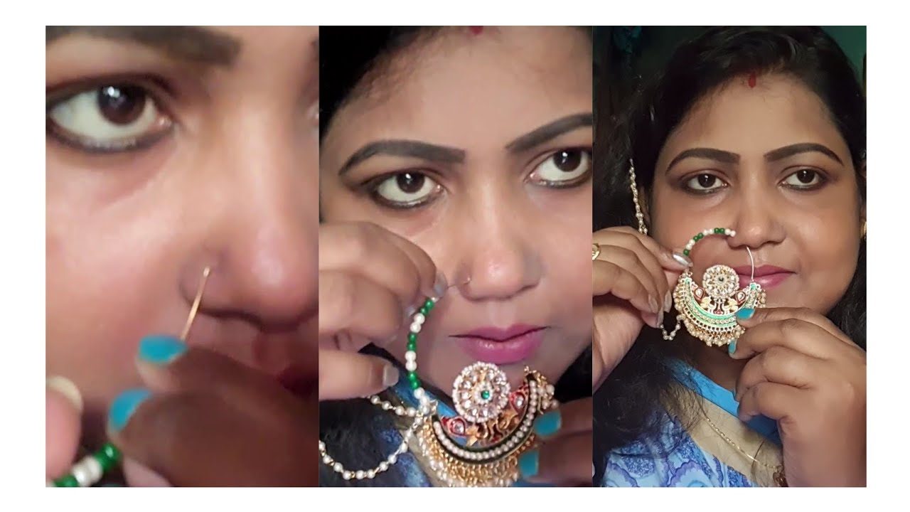 How To Wear and Remove Rajasthani style Big Nosering Nath for Ethnic ...