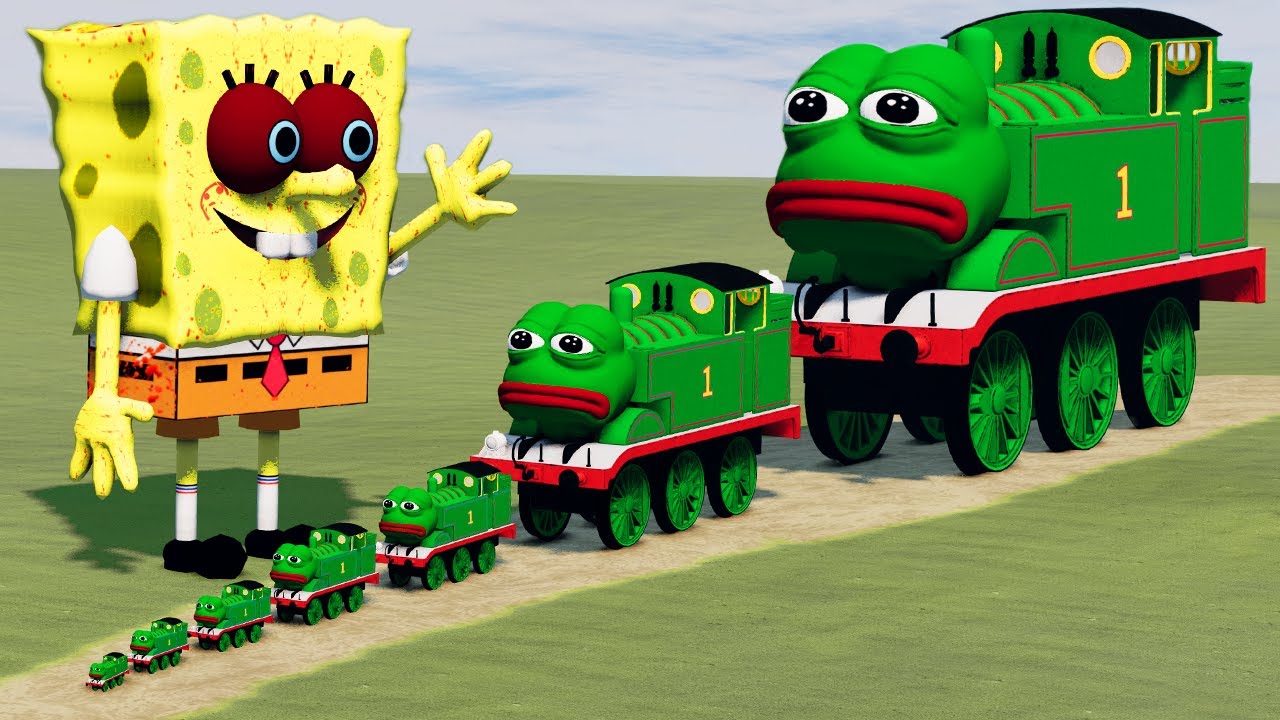 Big & Small Frog PEPE the Tank Engine vs SCARY Spongebob.EXE | BeamNG ...