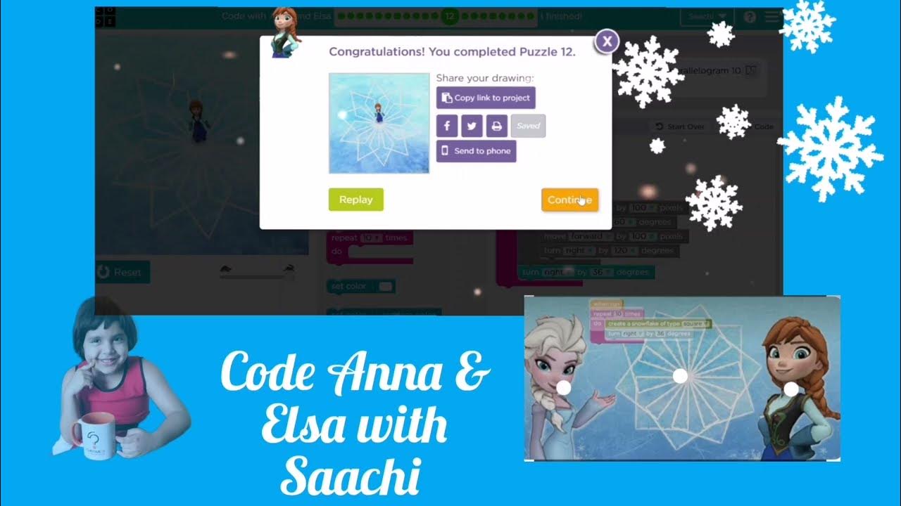 Code Anna & Elsa with Saachi | Frozen Snowflakes designs & beautiful patterns using Coding - YouTube