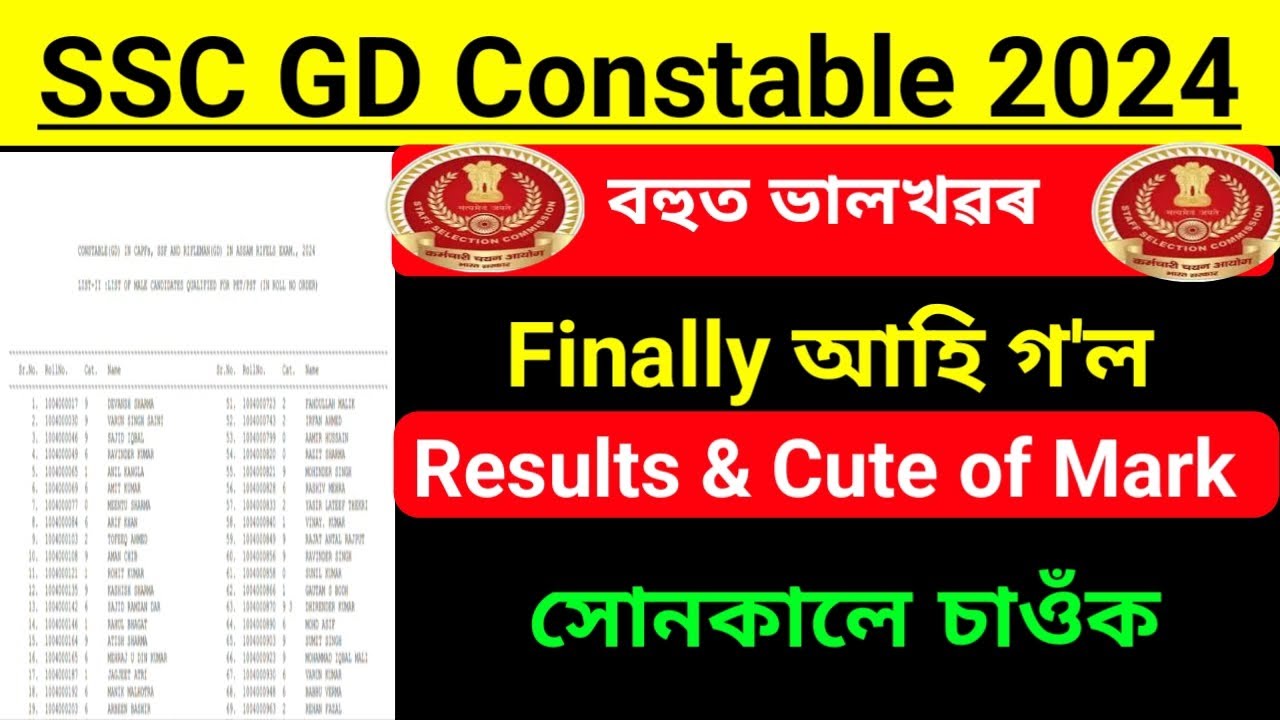 🔥Good News| SSC GD Constable Results Out 2024| SSC GD CBT Results &Cute ...