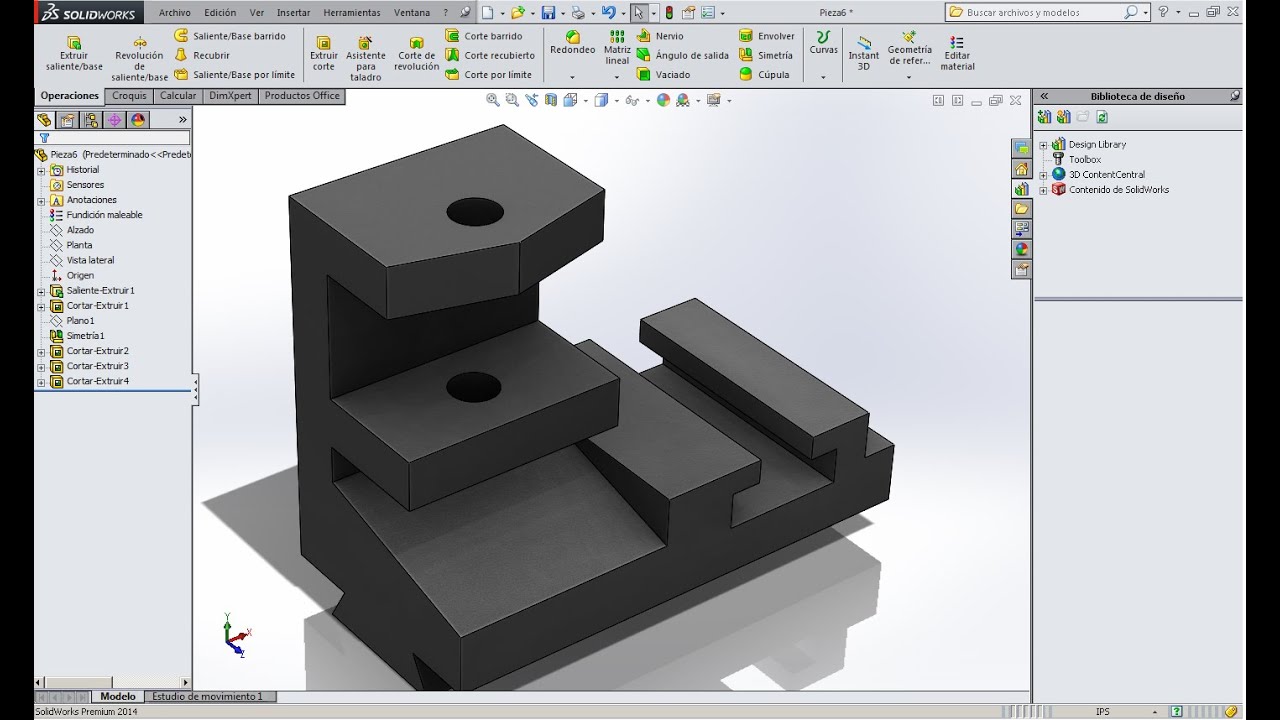 Soporte de posicion en Solidworks 2014 Nivel medio - YouTube