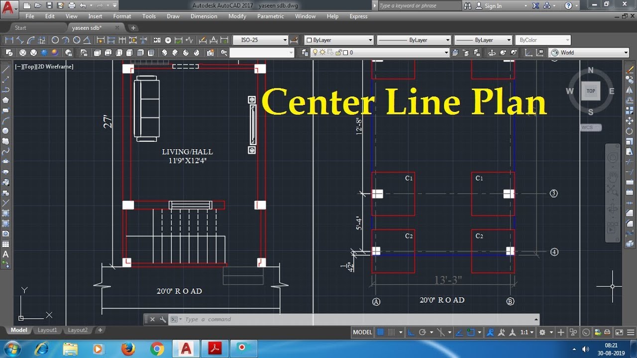 13X27 PLAN & CENTER LINE IN Auto-CAD - YouTube
