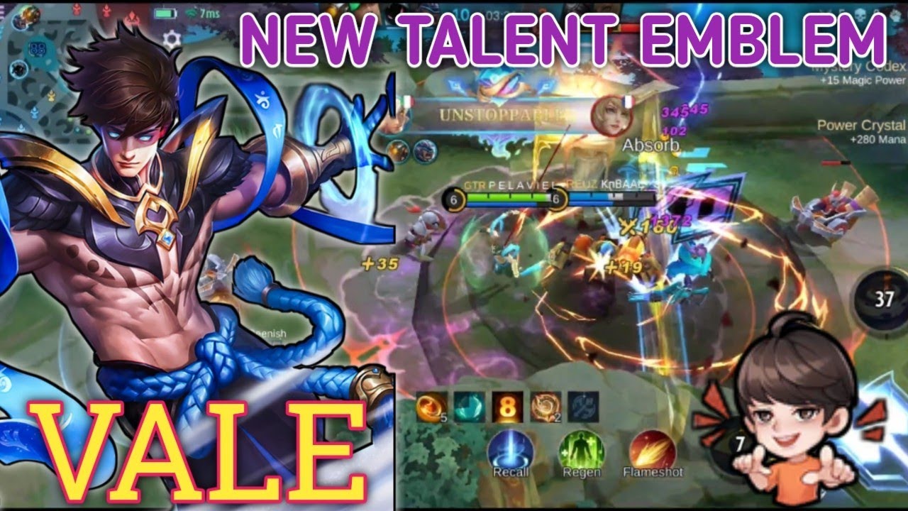 (NEW TALENT EMBLEM) GAMEPLAY VALE - BUILD TOP 1GLOBAL VALE - MLBB - YouTube