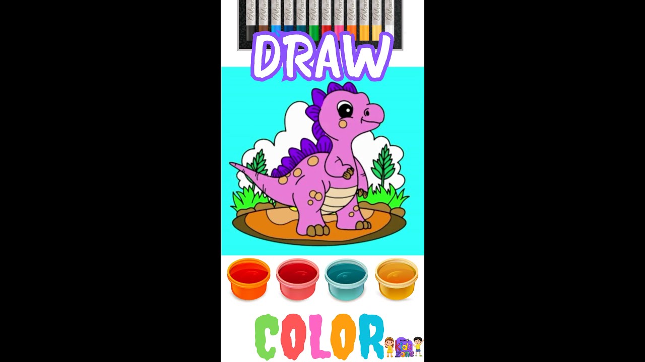 Draw & Color 01 Dino -VV-Mobile | Kids Drawing | Coloring | Learning ...