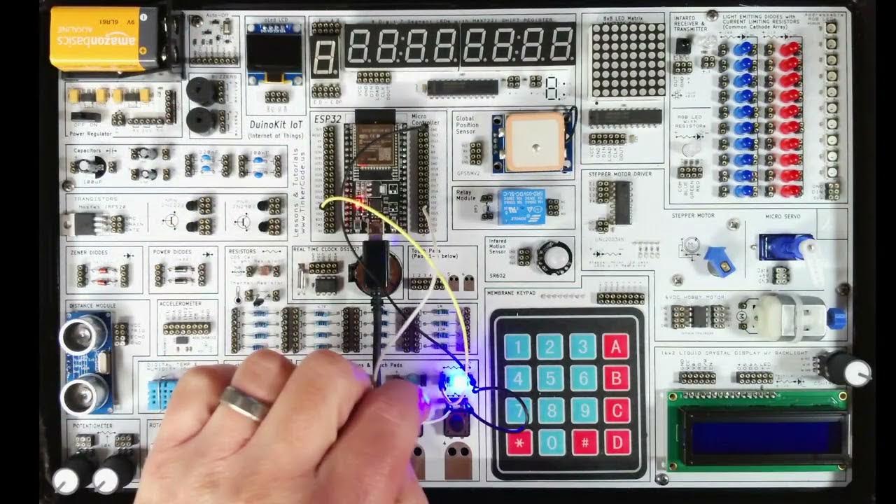 Duinokit Iot 13 Use Button To Control Led Internal Pull Up And Debounce A Button Youtube