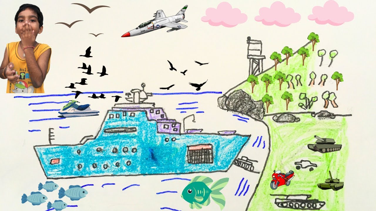 WAR SHIP DRAWING ! WAR SHIP DRAWING FOR KIDS ! WAR SHIP DRAWING EASY ...