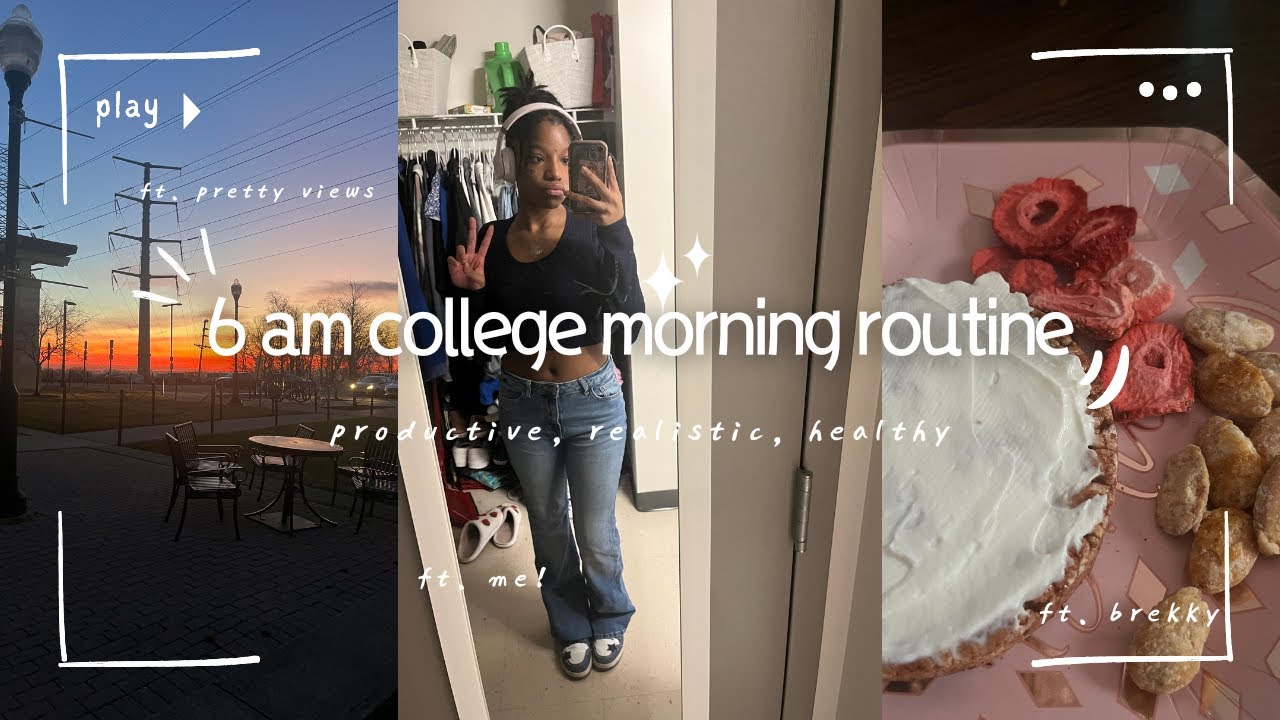 6 AM COLLEGE MORNING ROUTINE: freshman, realistic, healthy habits - YouTube