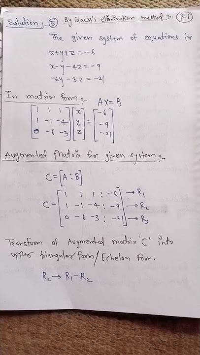 Sytem Of Equations || Gauss Elimination Method || Matrix Form - YouTube