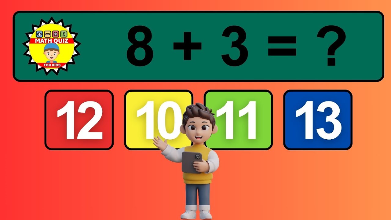 20 Math Quiz for Kids | One Digit Addition Quiz - YouTube