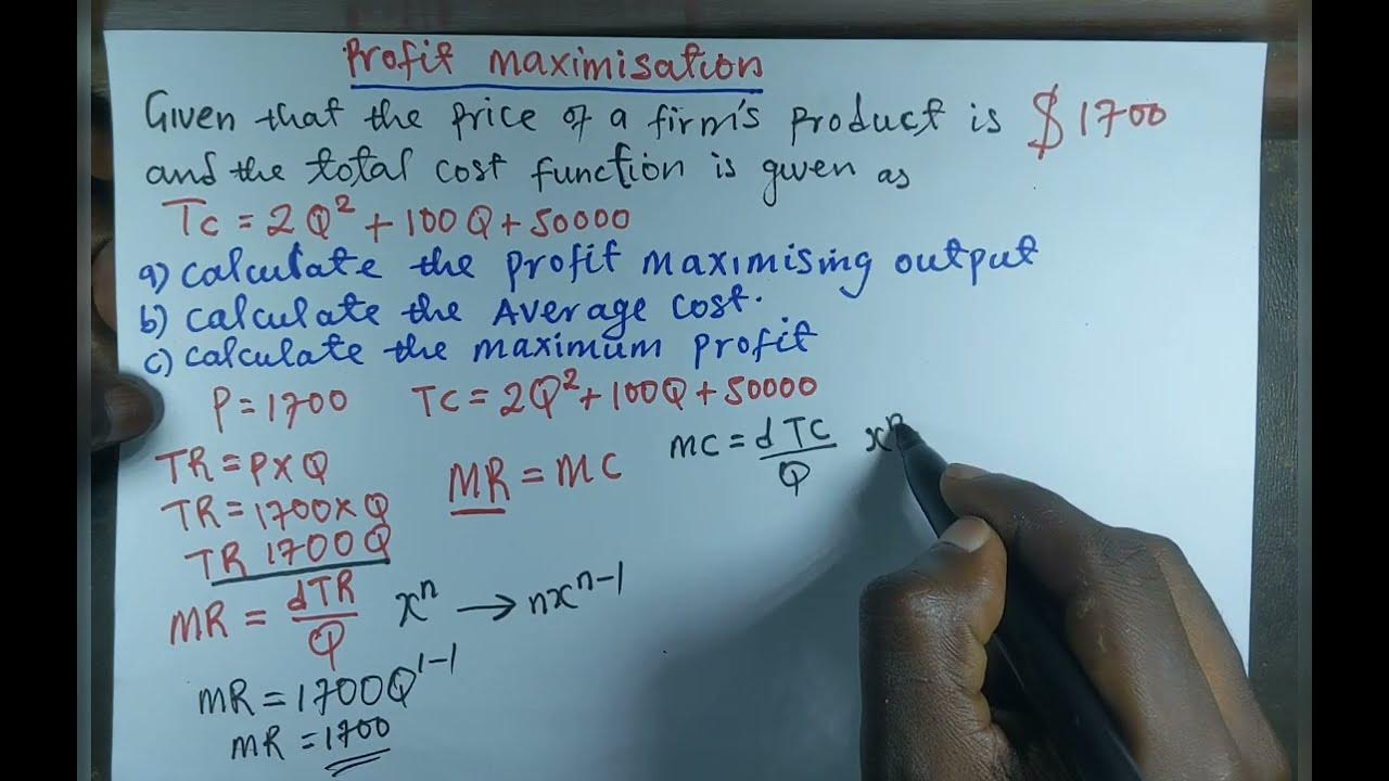 How to Calculate Profit Maximising Output, Maximum profit and Average ...